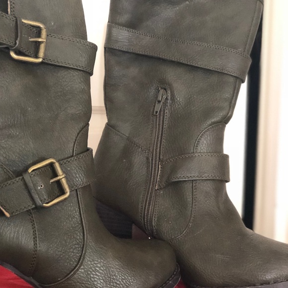 Leila Stone | Shoes | Olive Colored Boots | Poshmark